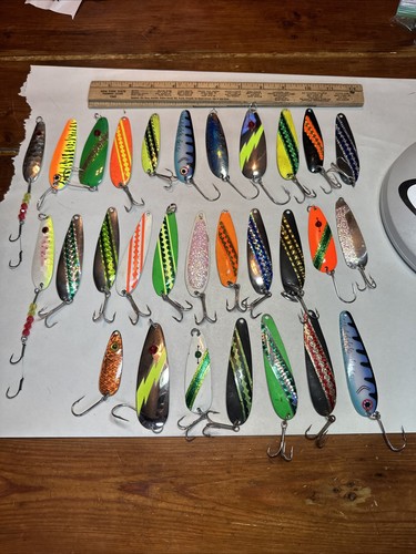 Lot Of Great Lakes Trout Salmon Flutter Trolling Spoons - Evil Eye ...