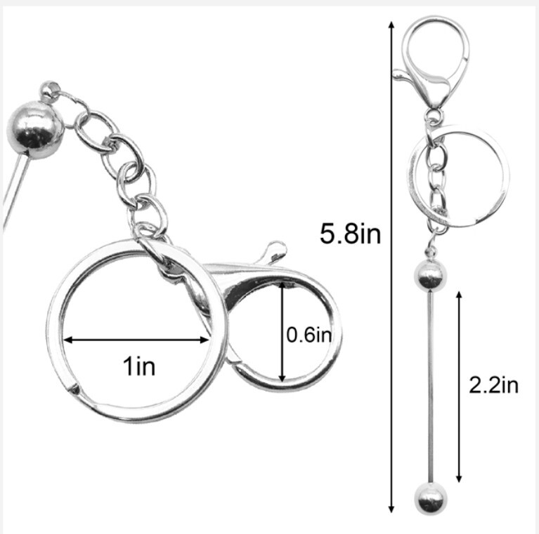 5 PC. Beadable key chains DIY SILVER FINISH key ring and hook clasp ...