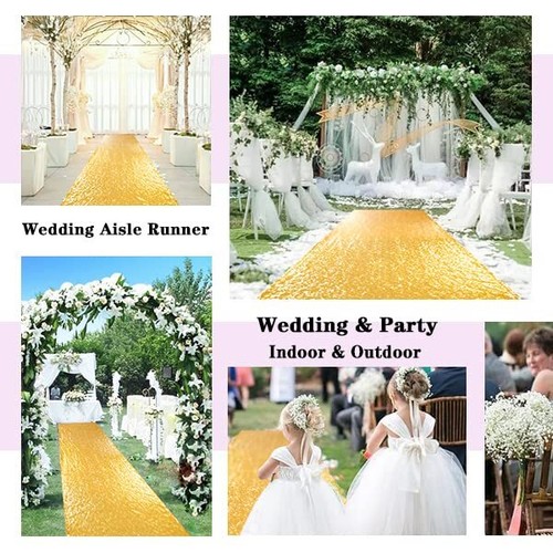 4x15Ft Gold Aisle Runner for Wedding Ceremony Party Aisle Carpet ...