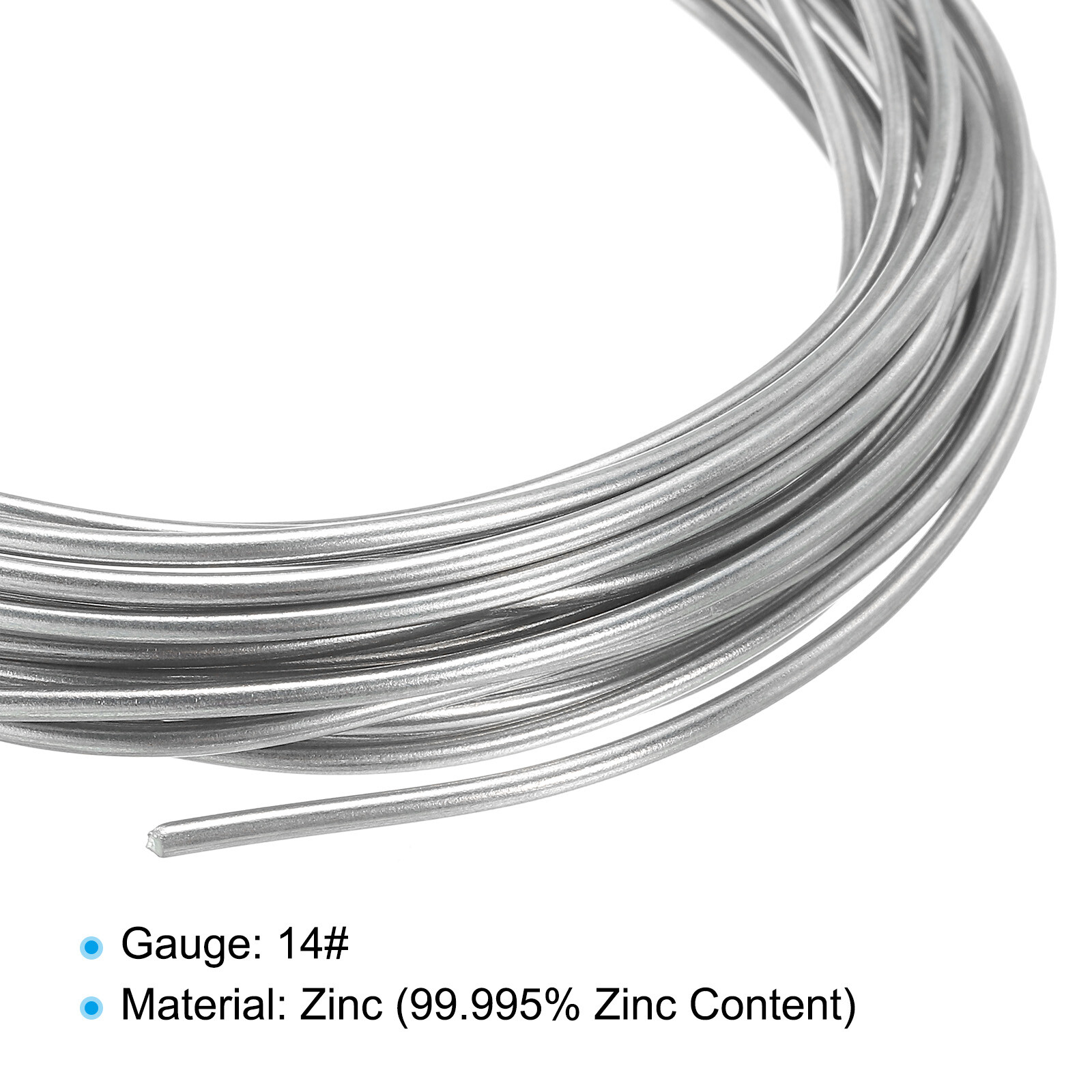 2Roll 99.99% High Purity Zinc Wire 14# Pure Zinc Beading Wire 2mm (16.4 ...