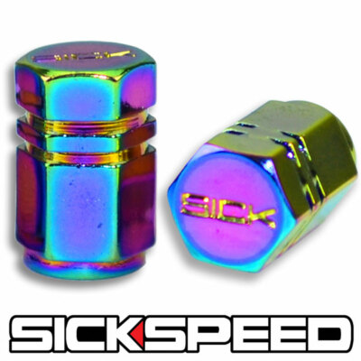2 NEO CHROME BILLET HEXAGONAL VALVE STEM CAP KIT/SET FOR MOTORCYCLE ...