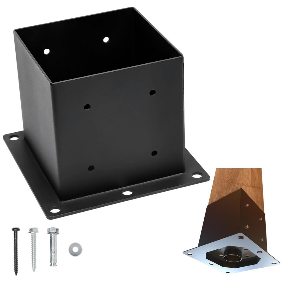 4PCS 3-Way Corner Bracket& 2PCS 4-Way Bracket& 6PCS Post Base for 6x6 ...