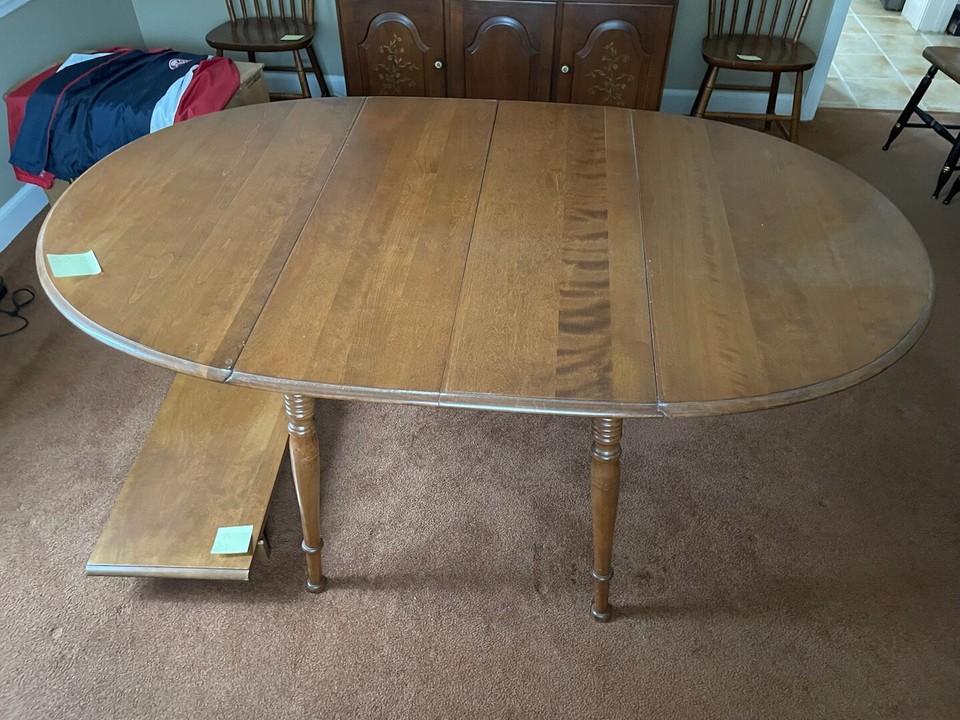 Antique Cushman Colonial Oval Drop Leaf Dining Table With Insert And ...