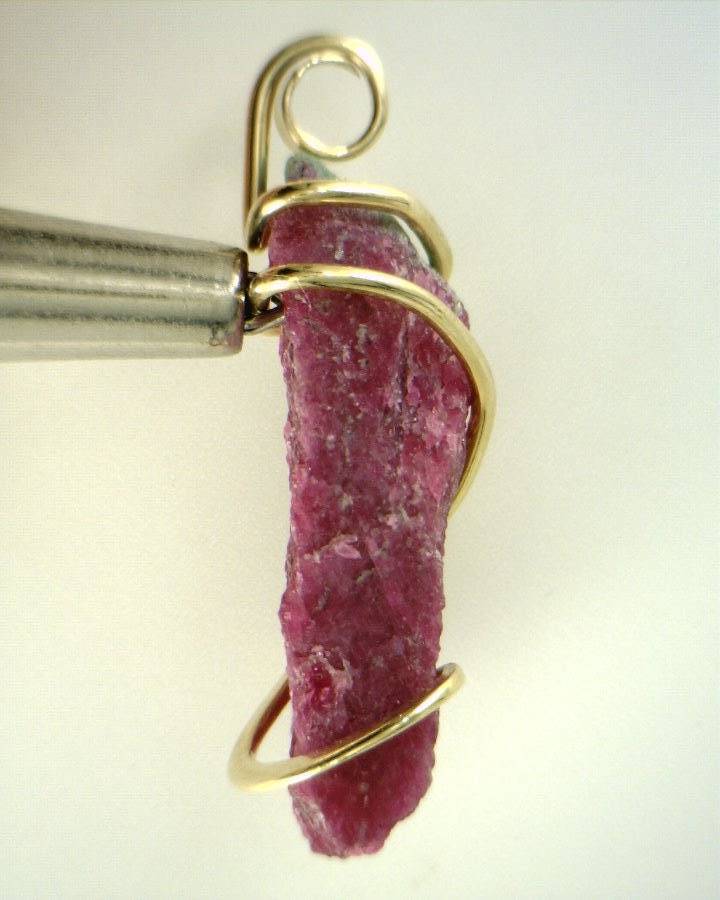 21.66ct Ruby & Zoisite Shard in 14kt Gold Wire Wrap Art Pendant | eBay