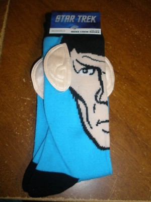 NEW 2017 Spock with Ears Star Trek 1 Pair Men's Crew Socks Blue 3D | eBay