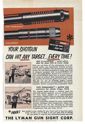 1958 Lyman Gun Sight Corp Your Shotgun Choke Can Hit Any Target Vintage ...