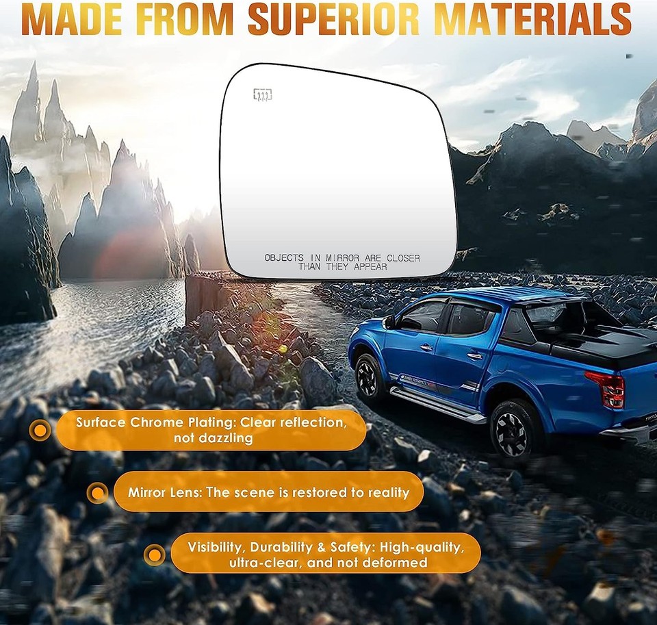 Exterior Side View Mirror Glass Right Side Fits 2011-ON HEATED DODGE ...