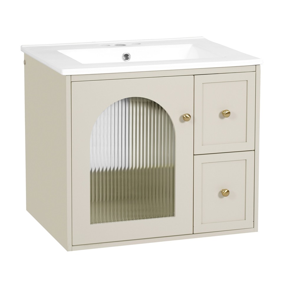 24" Bathroom Vanity Set Wall Mounted for Small Space, Bathroom Cabinet ...