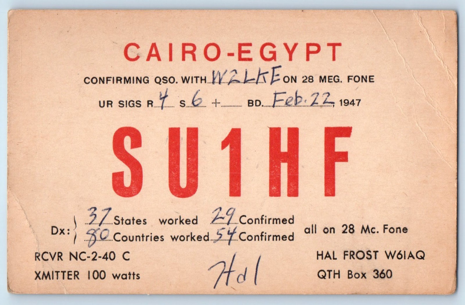 Cairo Egypt Postcard QSL Ham Radio SU1HF c1930’s Unposted Vintage | eBay
