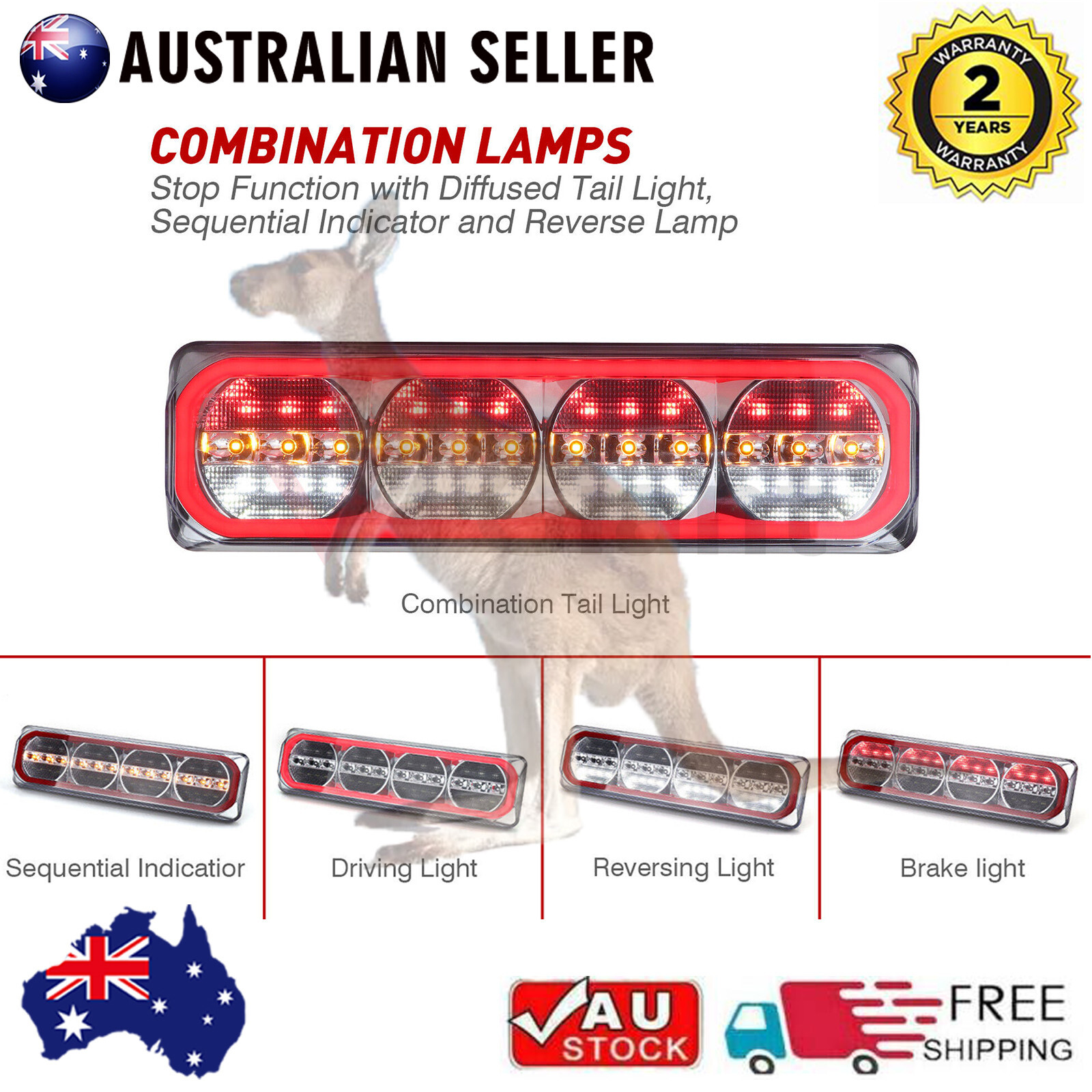 MAXILAMP 4 LED Combination Tail Lights Stop/Tail/ Indicator/Reverse ...