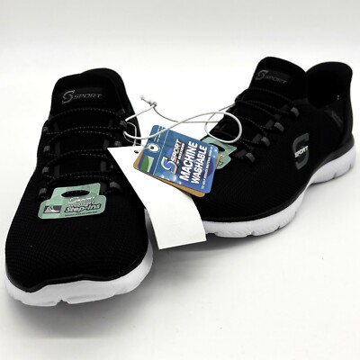 Skechers Sport Step Ins Womens Shoes Black Vegan Athletic Syrka Memory ...