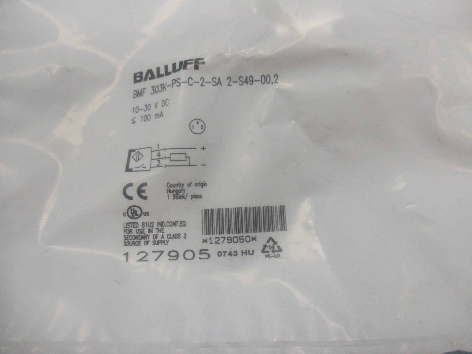 Balluff Model: BMF 303K-PS-C-2-SA 2-S49-00,2 Reed Switch. New Old Stock ...