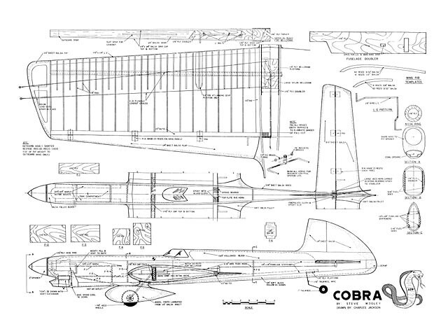 Cobra C/L Stunter 56" Wingspan RC Model Airplane Printed Plans ...