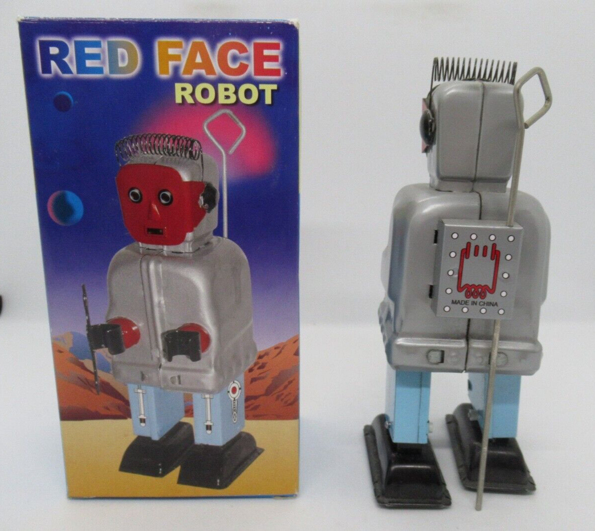 Red Face Robot Wind Up Tin Toy | eBay