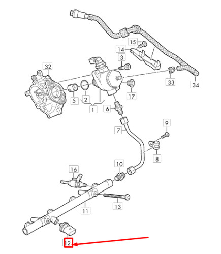 2017-2022 Audi A4 B9 Fuel Pressure Sensor 06L906054E | Genuine OEM
