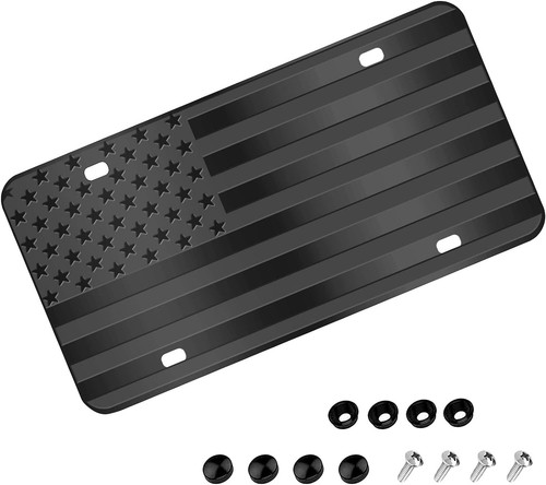 American Flag Embossed Stars and Stripes Aluminum License Plate Black ...