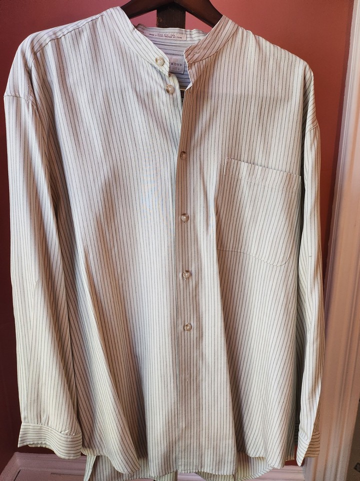 Barry Bricken Men 100% Silk Shirt Khaki Flap Buttons Pockets XL EUC | eBay