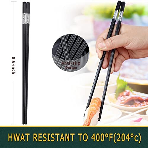 Reusable Fiberglass Chopsticks Set Dishwashersafe Chopstick Nonslip ...