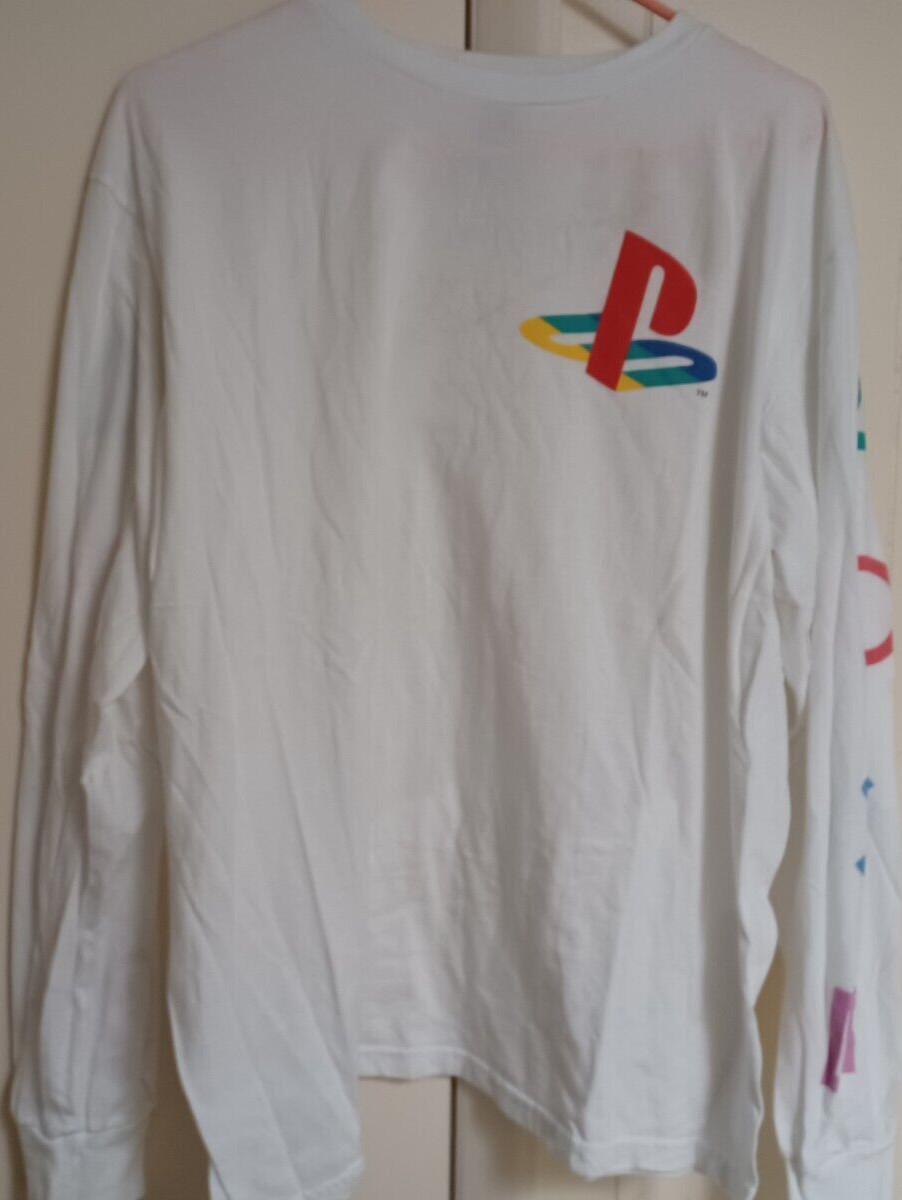 PlayStation Mens Controller Symbols Long Sleeve White… - Gem