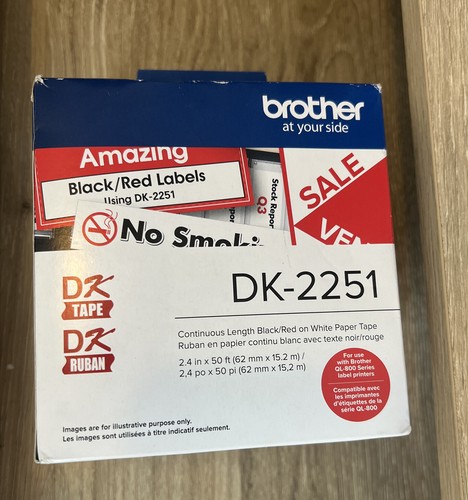 Brother BK-RD Continuous Length Paper Labels DK-2251 NIB Black/Red 2.4 ...