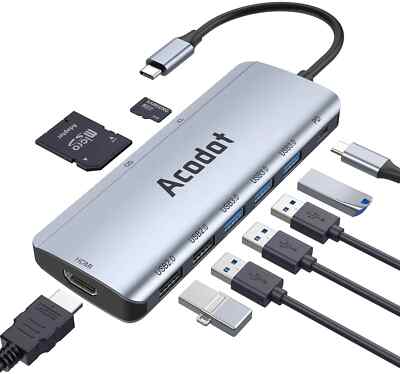 NEW 9 in 1 Acodot USB-C Hub 4K HDMI / 5 USB / SD / TF Card Reader ...