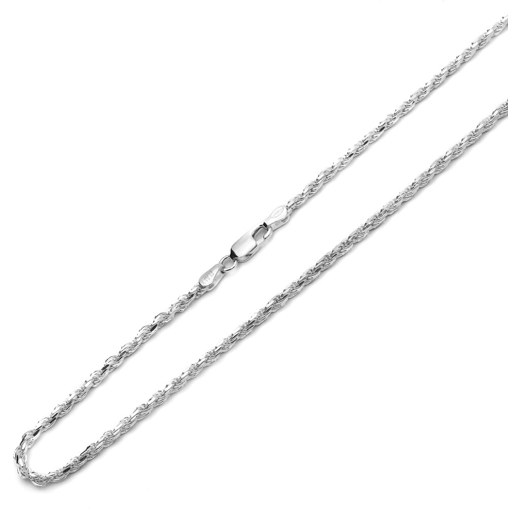 Pure 3mm 925 Sterling Silver Italian Rope Chain Necklace made in italy ...