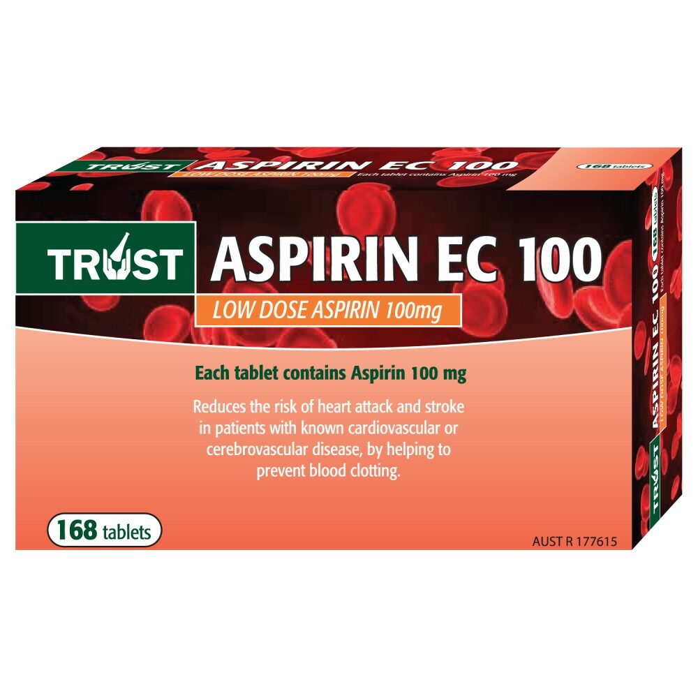 TRUST Low Dose Aspirin 100mg 168 Enteric Coated Tablets (Cartia Generic ...