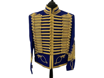 Men's Royal Blue Hussar Tunic Napoleonic Jimi Hendrix Military Uniform ...