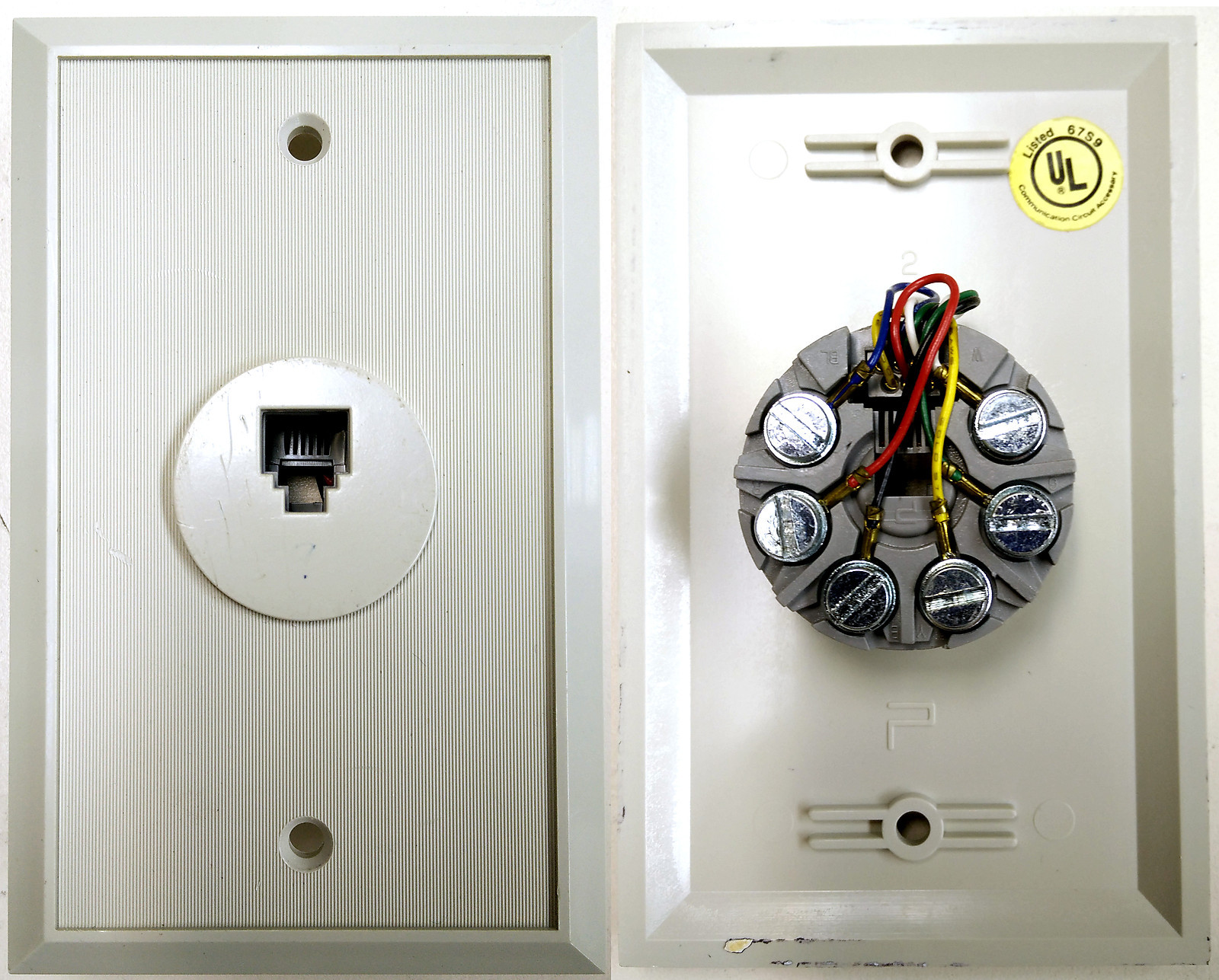 RJ12 RJ25 6 Pin 6P6C White Wall Single Jack Plate Telco Business 3Line ...