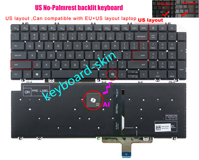 New US Backlit Keyboard for Dell Precision 3590 P127F003,Precision 3591 ...