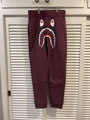 Bape Shark Sweatpants Size Medium Maroon Burgundy Brand New With Tag In ...