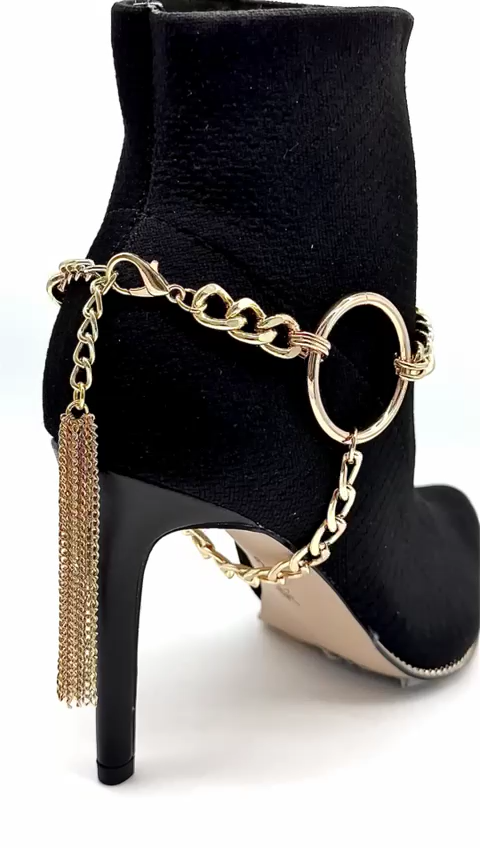 Women Gold Chain Boot Bracelet Shoe Circle Under Charm Tassel Rider ...