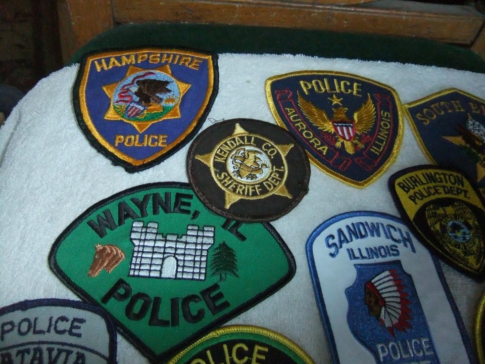 Police 16 Patch Lot ILLINOIS SANDWICH-LELAND-BATAVIA-MAPLE PARK-SUGAR ...