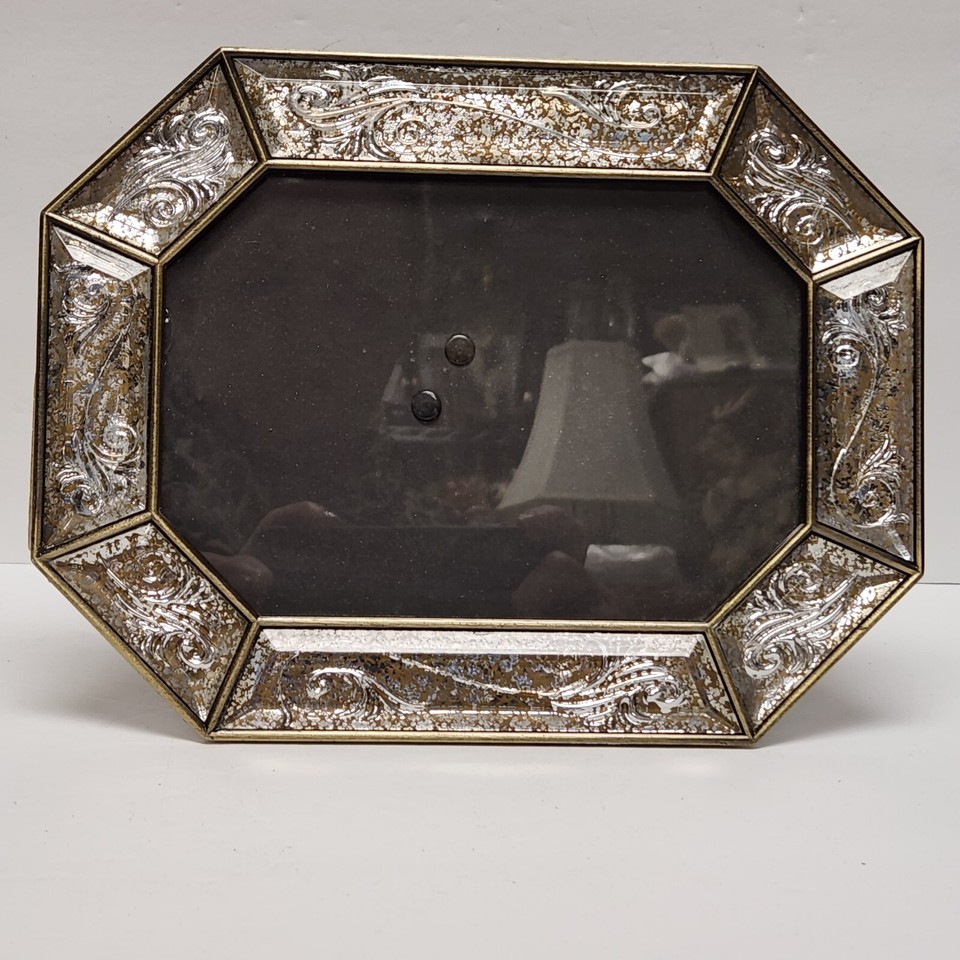 Vintage Venetian STYLE Reverse Etched Mercury Glass Octagon Photo Frame ...