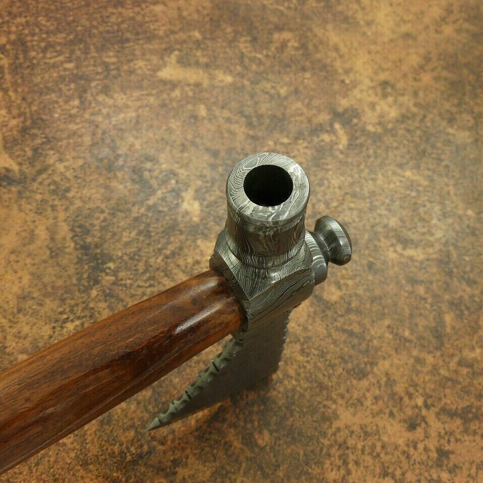 CUSTOM HANDMADE DAMASCUS STEEL HATCHET TOMAHAWK HUNTING OUTDOOR SMOKING ...