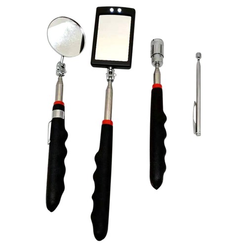 360° Inspection Mirror LED Light Telescoping Mirrors Auto Extend ...