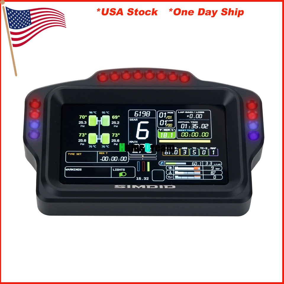 SIMDID DV480 PRO 5" Dashboard Sim Racing Dash Display 16 RGB LEDs for ...