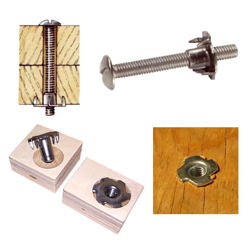 6x M10 Captive T Nuts Pronged Insert Blind Tee Nut for Fixing in Wood ...