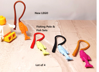 New LEGO Fish Pole Set Lot of 4 Unique Colors Fishing Boat Gear Line ...