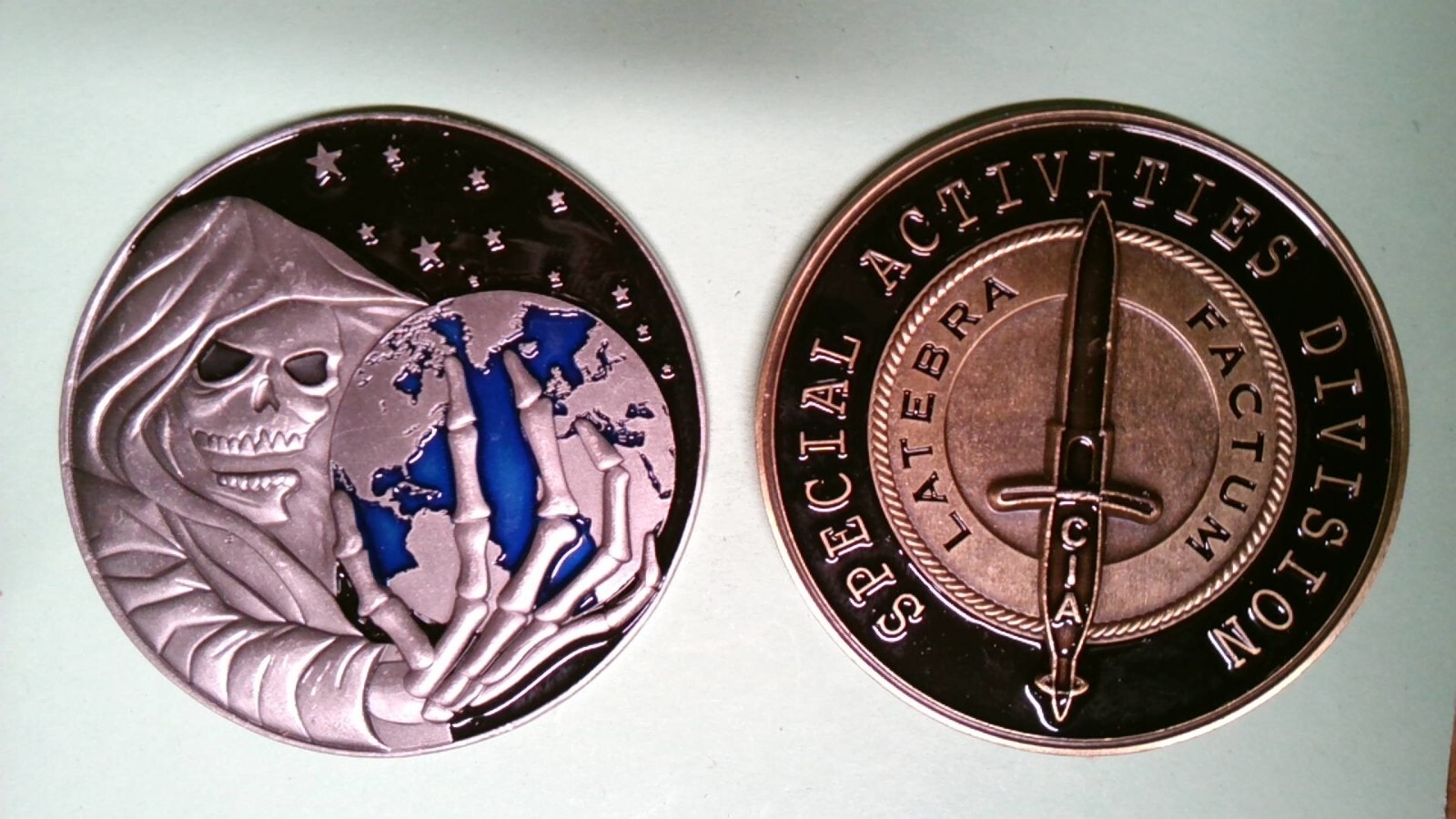 CHALLENGE COIN SPECIAL ACTIVITIES DIVISION LATEBRA FACTUM SKULL WORLD ...