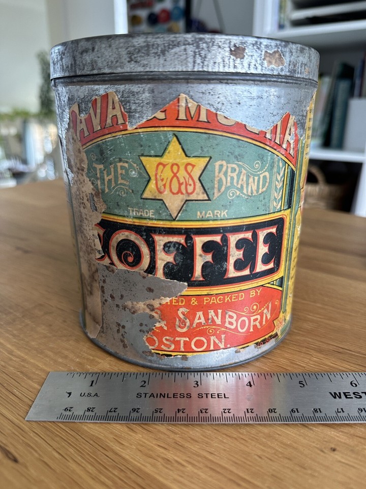 Antique Chase & Sanborn Coffee Tin - Java & Mocha - Paper Label Boston ...