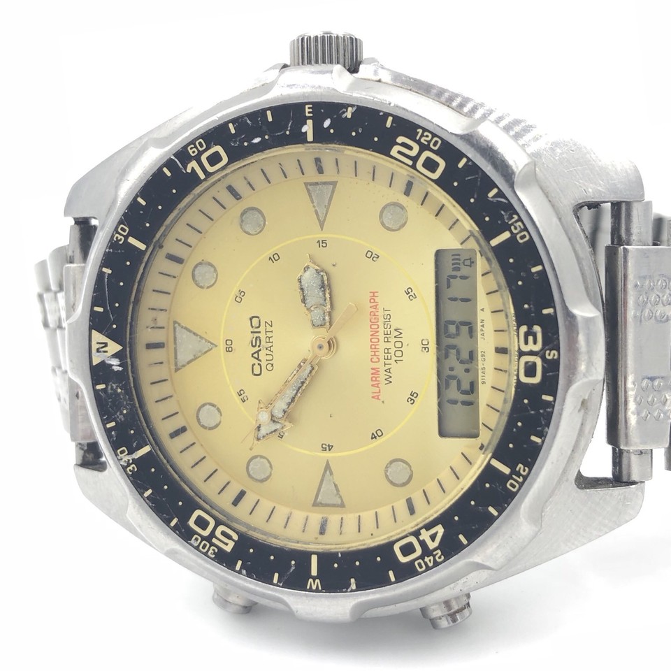 Vintage CASIO AMW 320D Alarm Chronograph Analog/Digital Steel Men's ...
