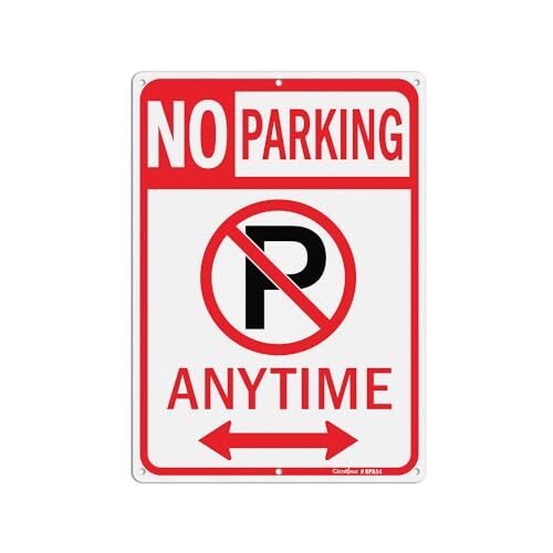 Large No Parking Anytime Sign with Arrows, 14x10 Inches No Parking Sign ...