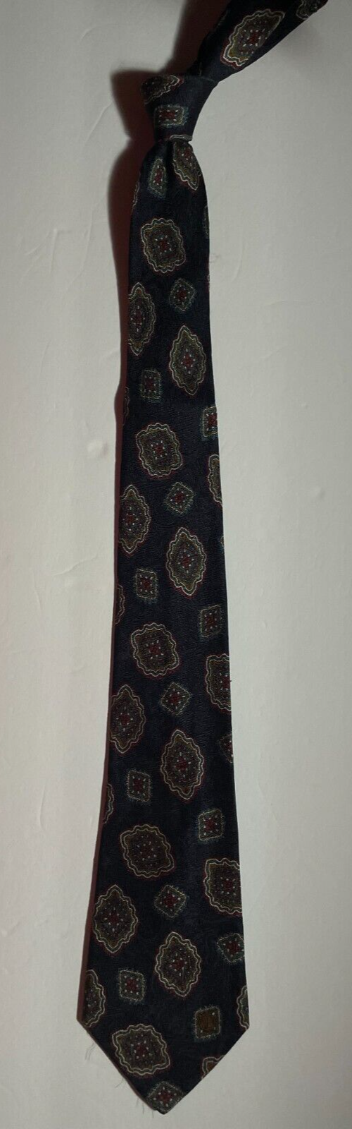 Blue Turquoise Burgundy Foulard DUNHILL Silk LOGO Tie | eBay
