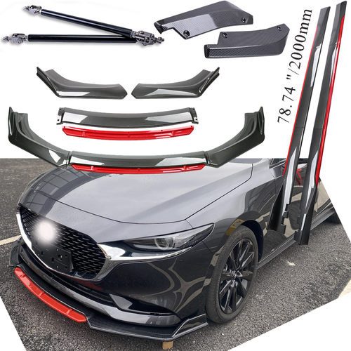 For Mazda 2 3 5 CX3 CX5 Fiber Front Lip Chin Bumper Body Kit Side+Skirt ...
