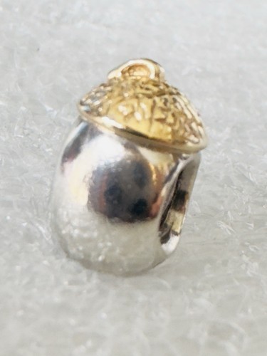 Retired Authentic Pandora 925 & 14kt gold Acorn Two Toned Charm | eBay