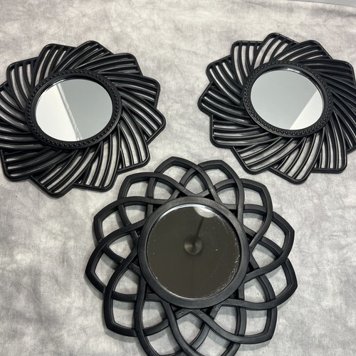 Set 3 Starburst Sunburt Accent Mirrors Black Plastic | eBay