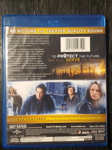 Continuum: Season Two (Blu-Ray, 2014) 3-Disc Set SyFy TV Series 2 Sci ...