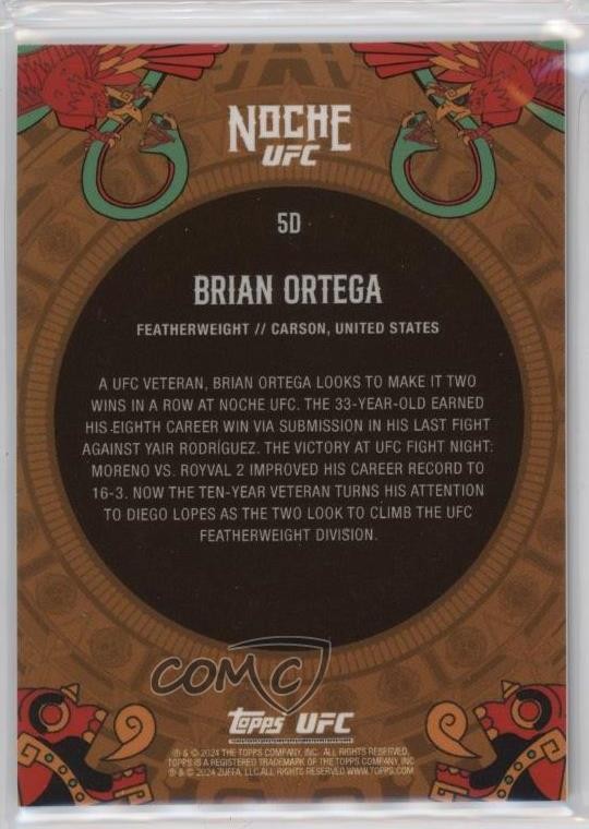 2024 Topps UFC Noche Purple /25 Brian Ortega #5D | eBay
