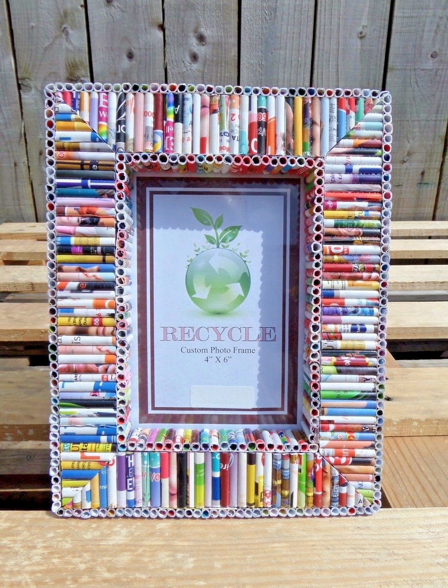 Recycled Paper Picture Frame Upcycled Rolled Paper Frame DIY Craft!
